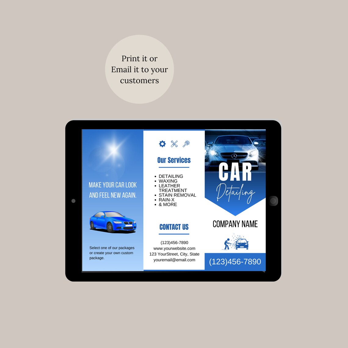 Car Detailing Services Flyer Canva Template, Auto Detailing Brochure ...
