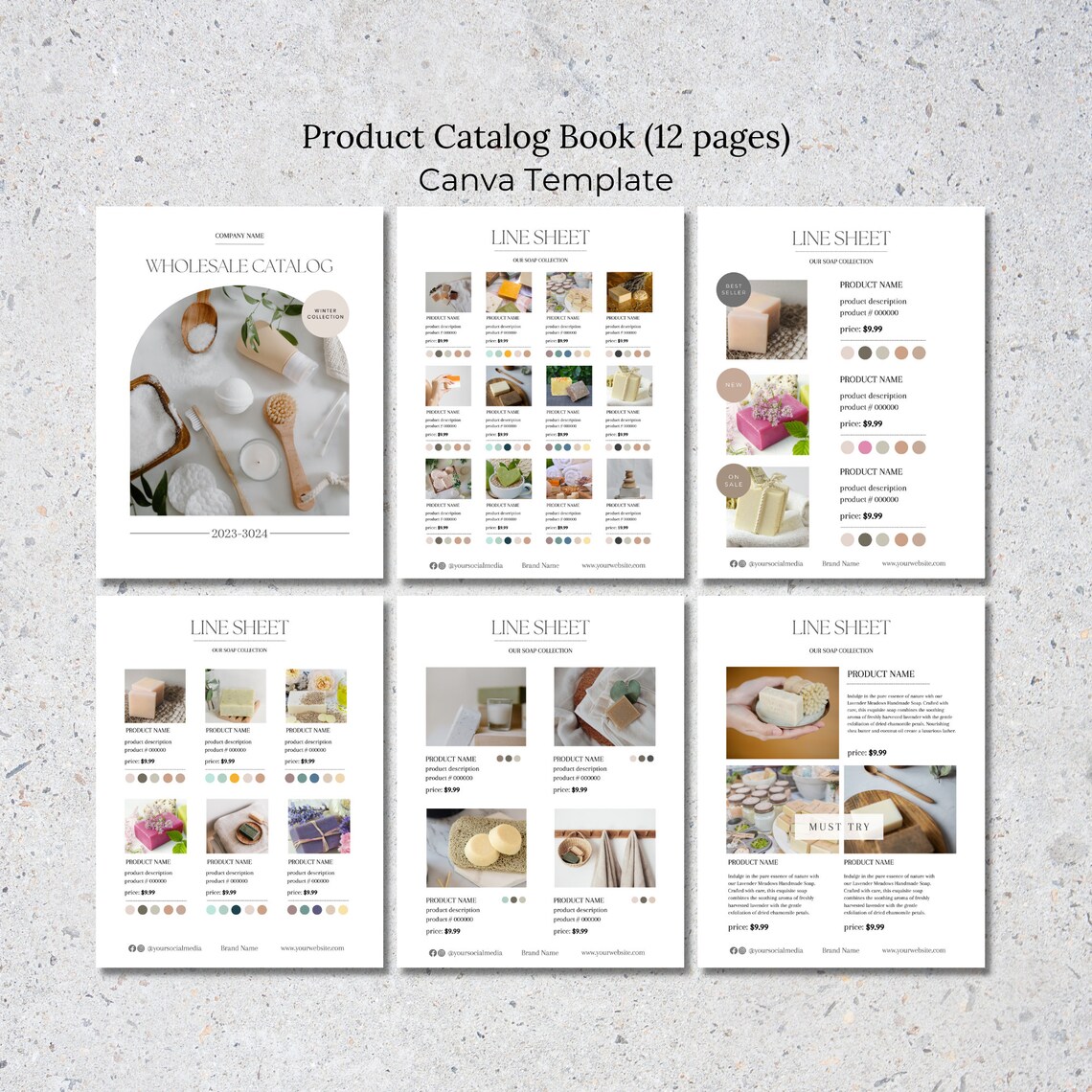 Product Catalog Template Canva, Editable Wholesale Line Sheet Template ...