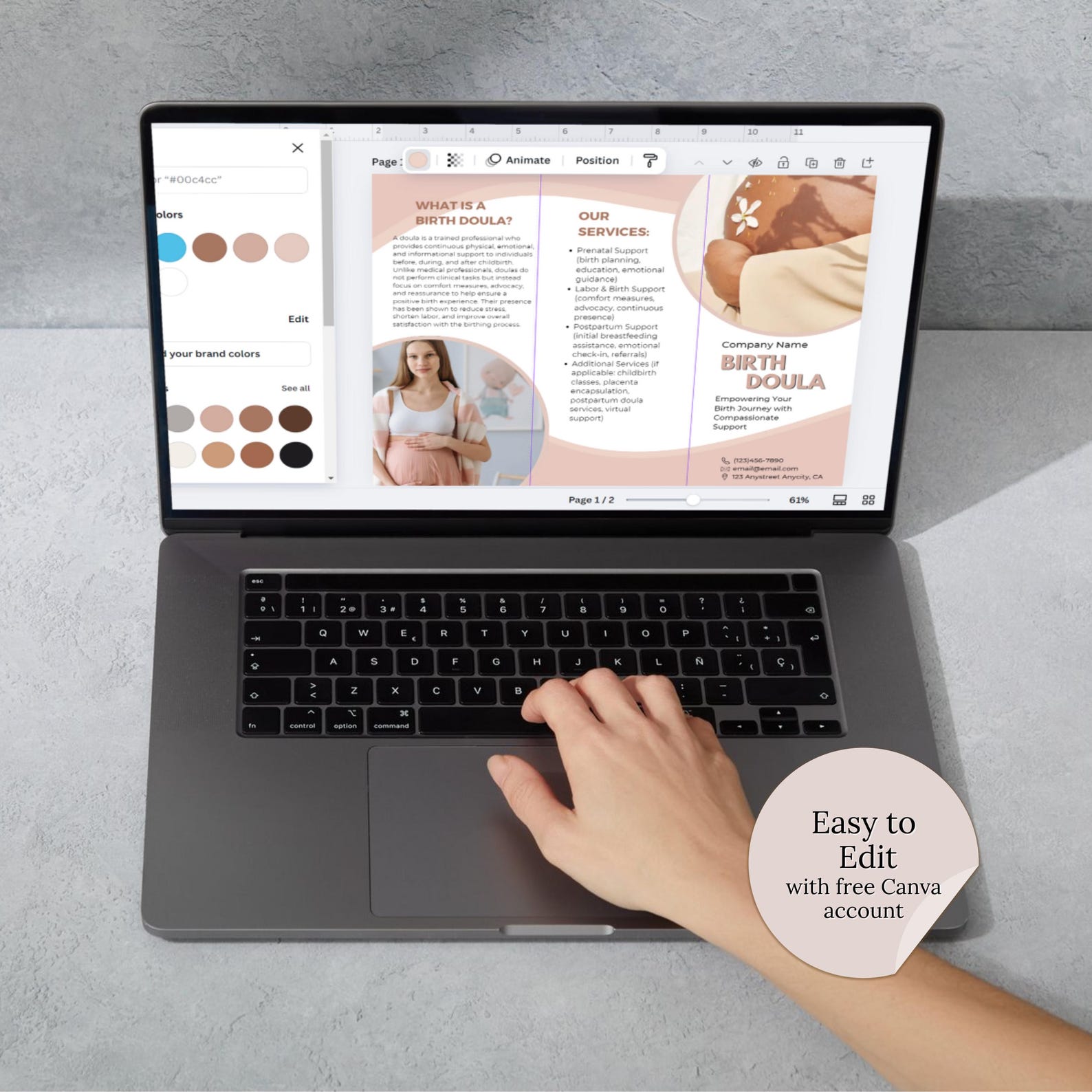 Birth Doula Brochure Template Canva Editable Doula Business Trifold ...