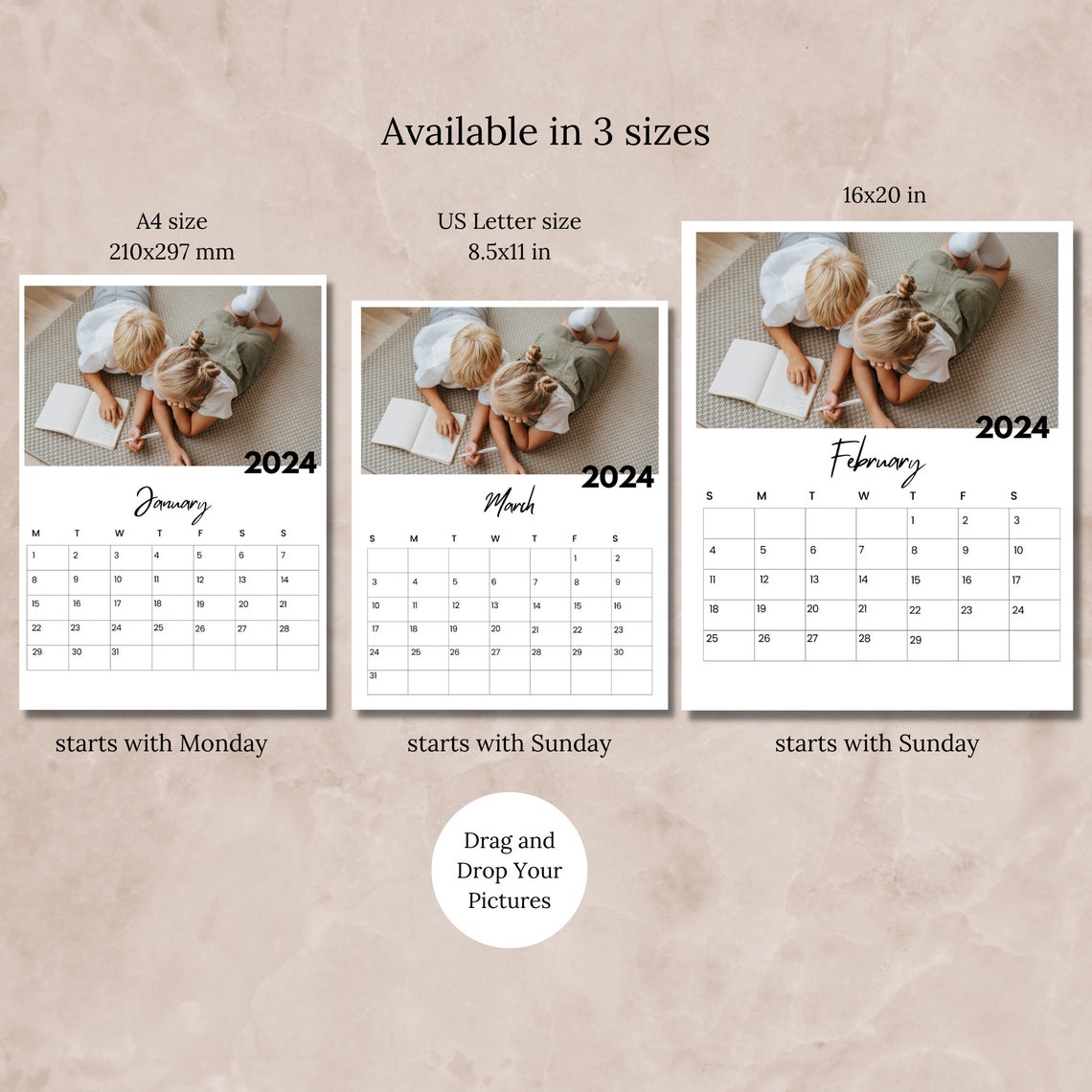 2024 Editable Yearly Calendar Photo Calendar Template Yearly Calendar ...