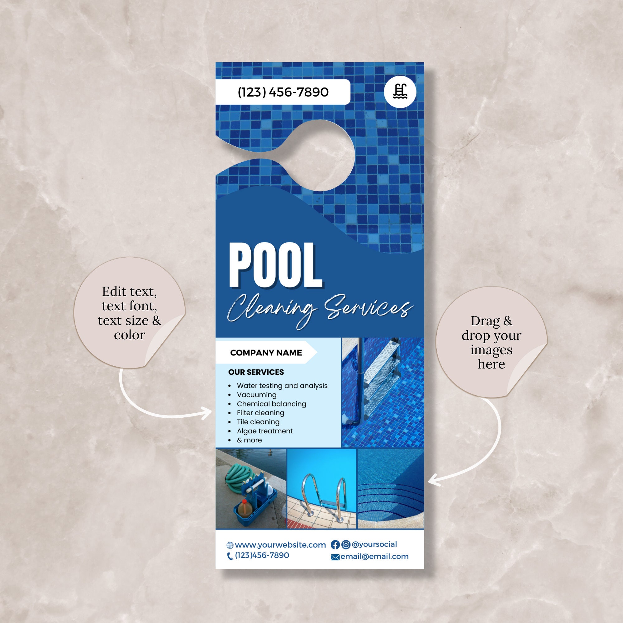 Pool Cleaning Services Flyer Bundle Canva Template, Editable Swimming ...
