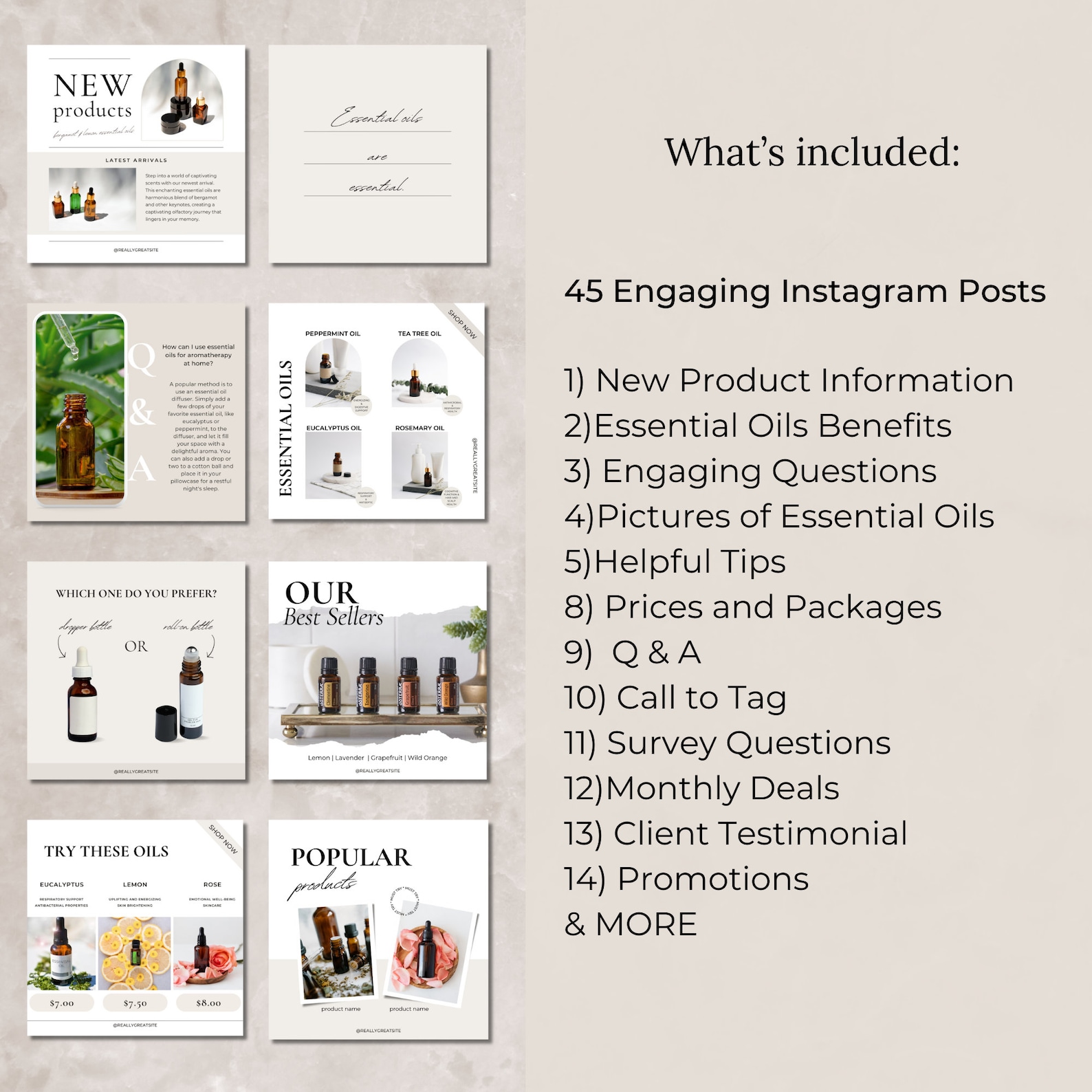 Essential Oils Instagram Posts Canva Template, Editable Essential Oil ...