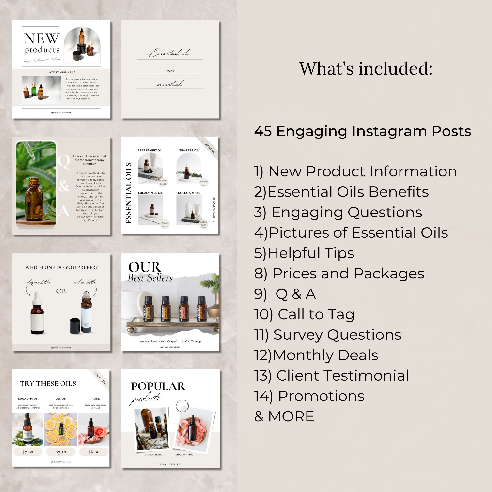 Essential Oils Instagram Posts Canva Template, Editable Essential Oil ...
