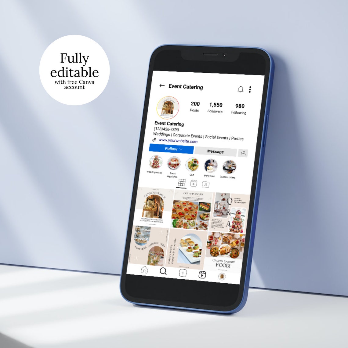 Catering Instagram Posts Canva Template, Editable Wedding Catering ...