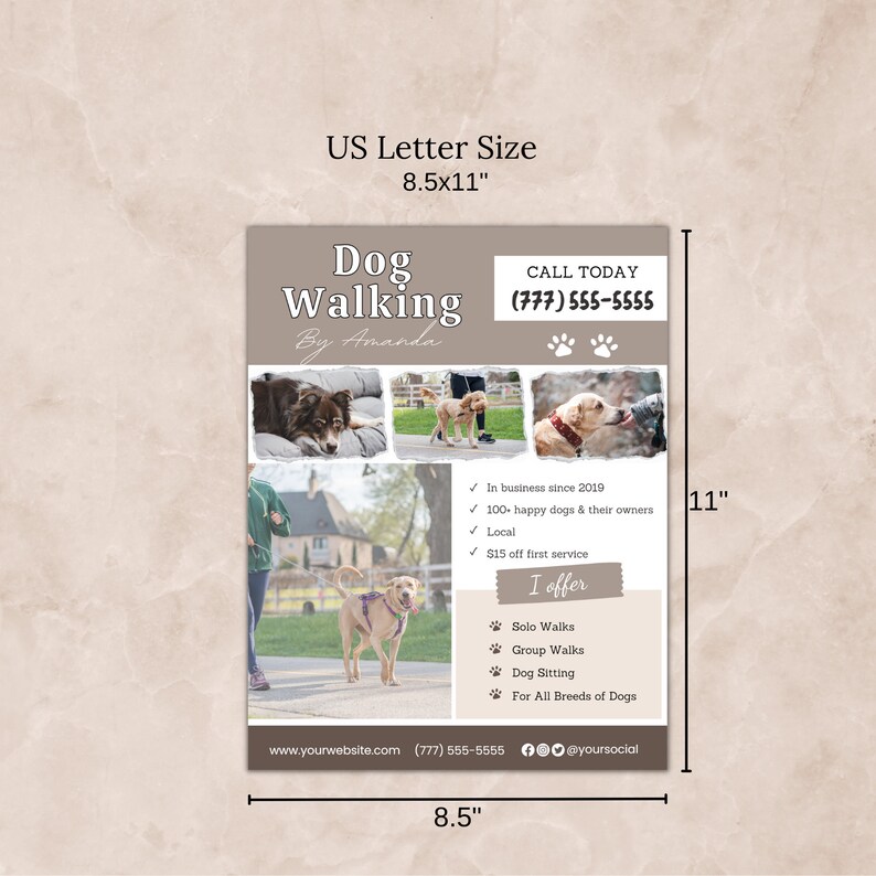 Dog Walking Flyer Canva Template Dog Walking Services - Etsy