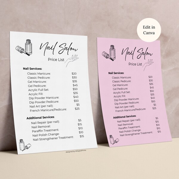 Nails Salon Menu - Etsy