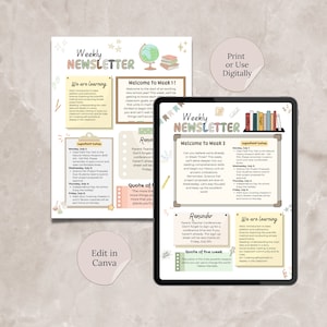 Classroom Newsletter Canva Template, Editable Classroom Weekly ...