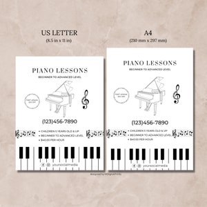Piano Lessons Flyer Canva Template, Piano Teacher Editable Flyer, Music ...