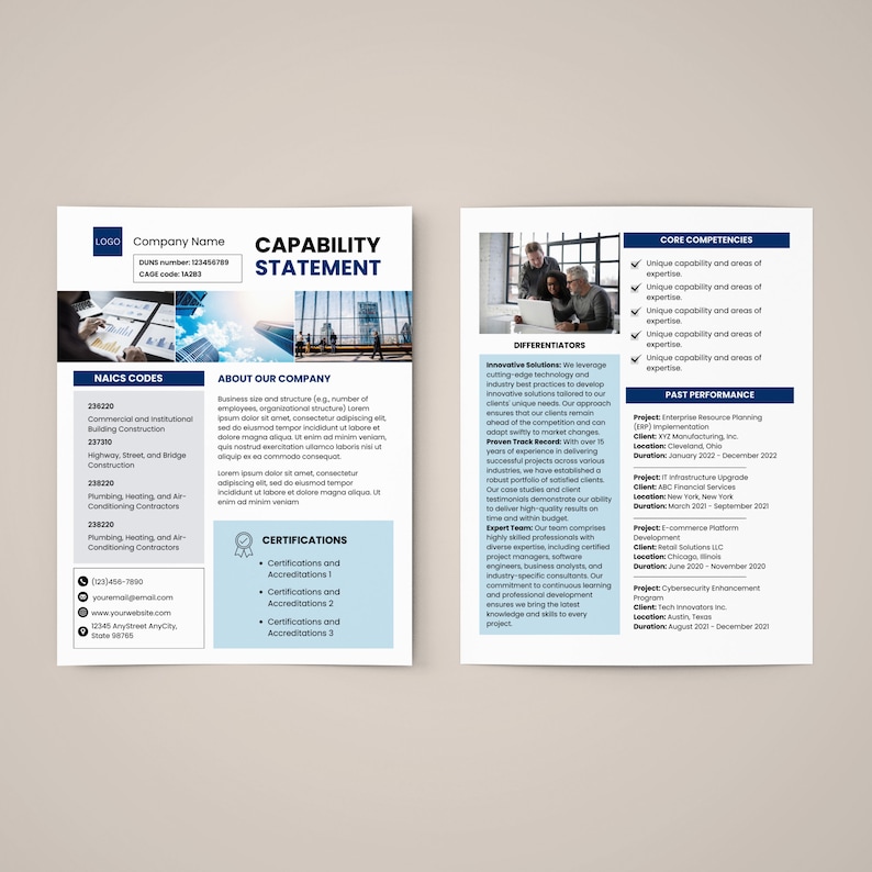 Capability Statement Canva Template Editable Capability Statement ...