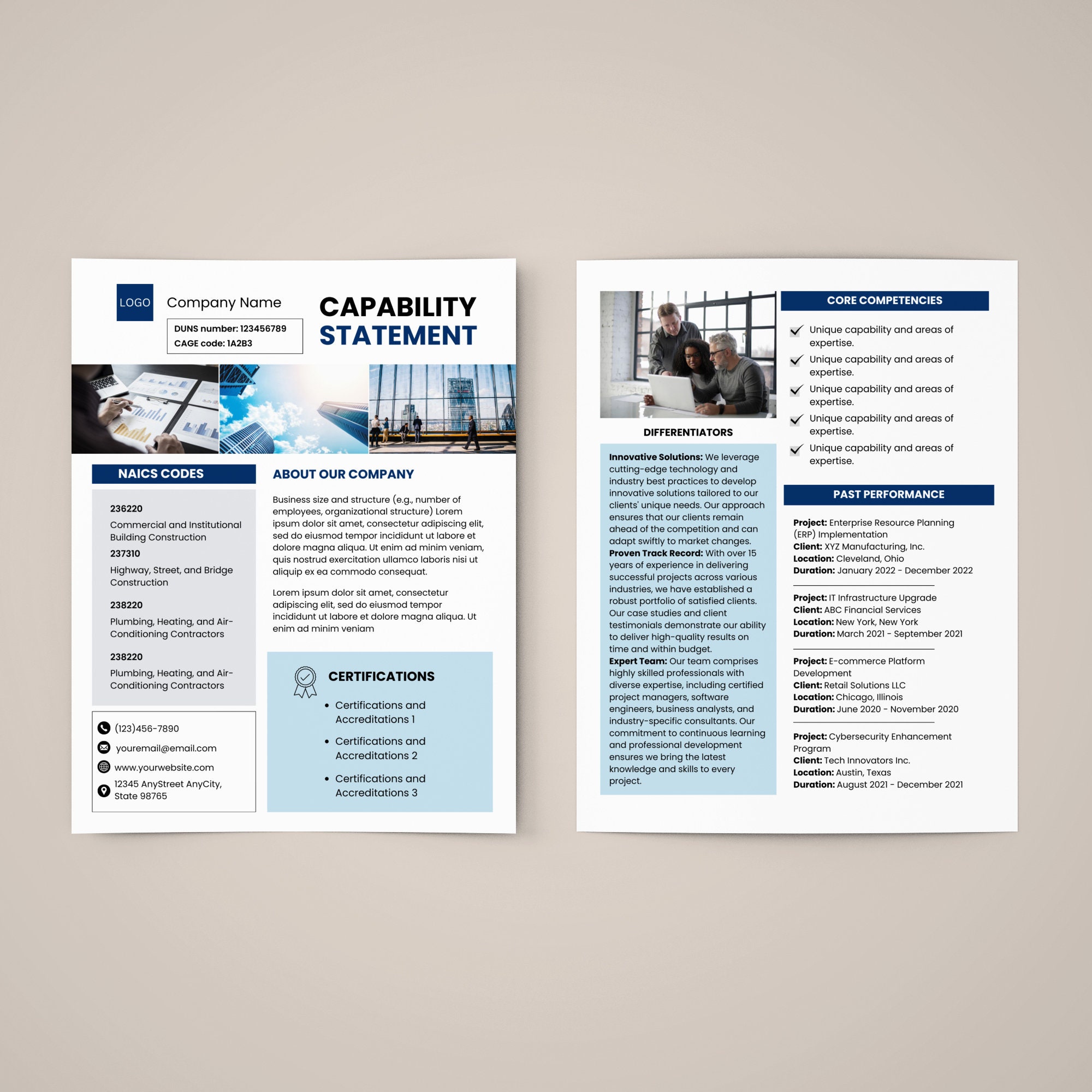 Capability Statement Canva Template Editable Capability Statement ...