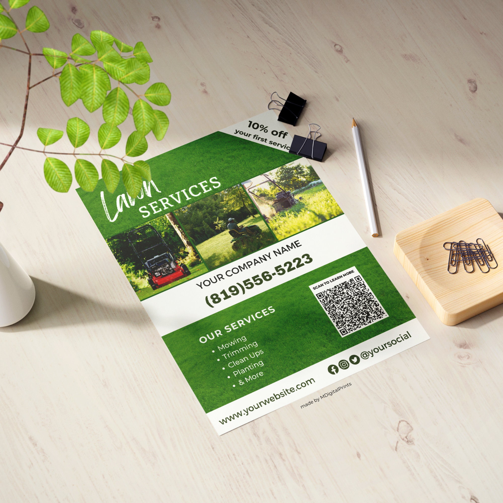 Lawn Services Business Flyer Canva Template, Mowing Service Flyer ...