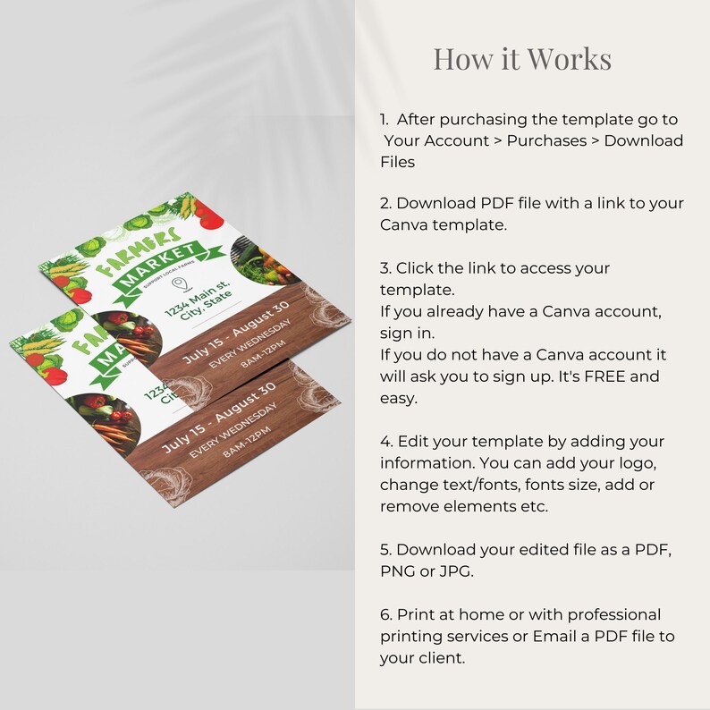 Farmers Market Flyer Canva Template, Farmer's Market Poster Editable ...