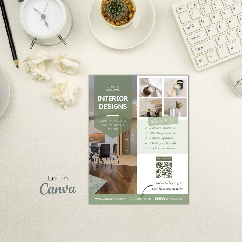 Interior Designer Flyer Canva Template Interior Design - Etsy