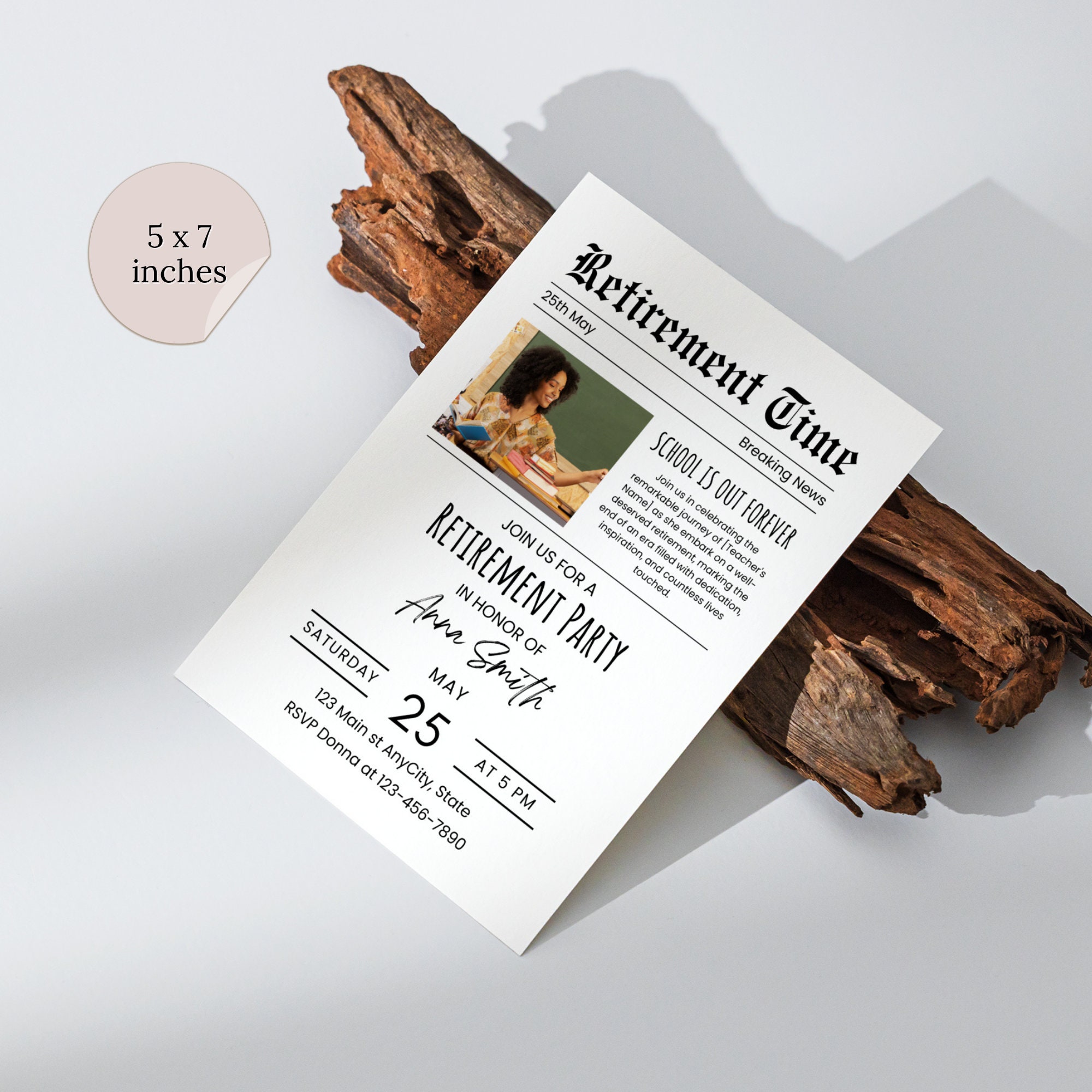 Teacher Retirement Invitation Canva Template Editable School Teacher ...