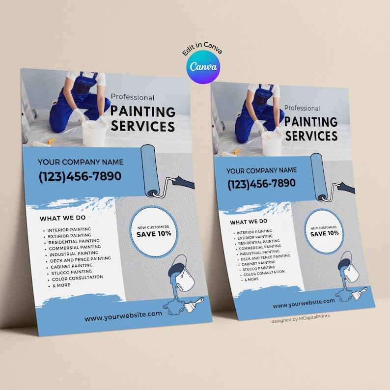 Painting Services Flyer Canva Template, House Painter Flyer, Painting ...