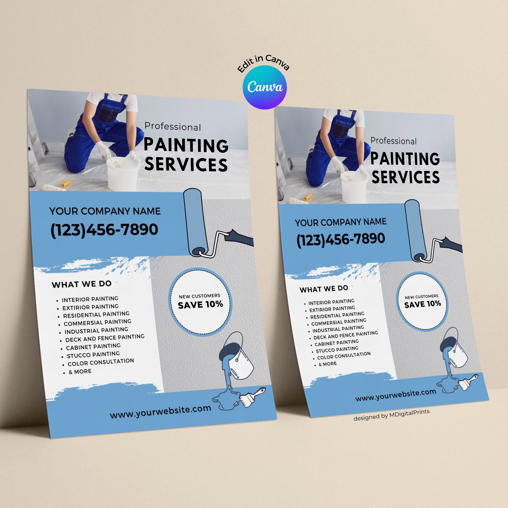 Painting Services Flyer Canva Template, House Painter Flyer, Painting Business Template ...