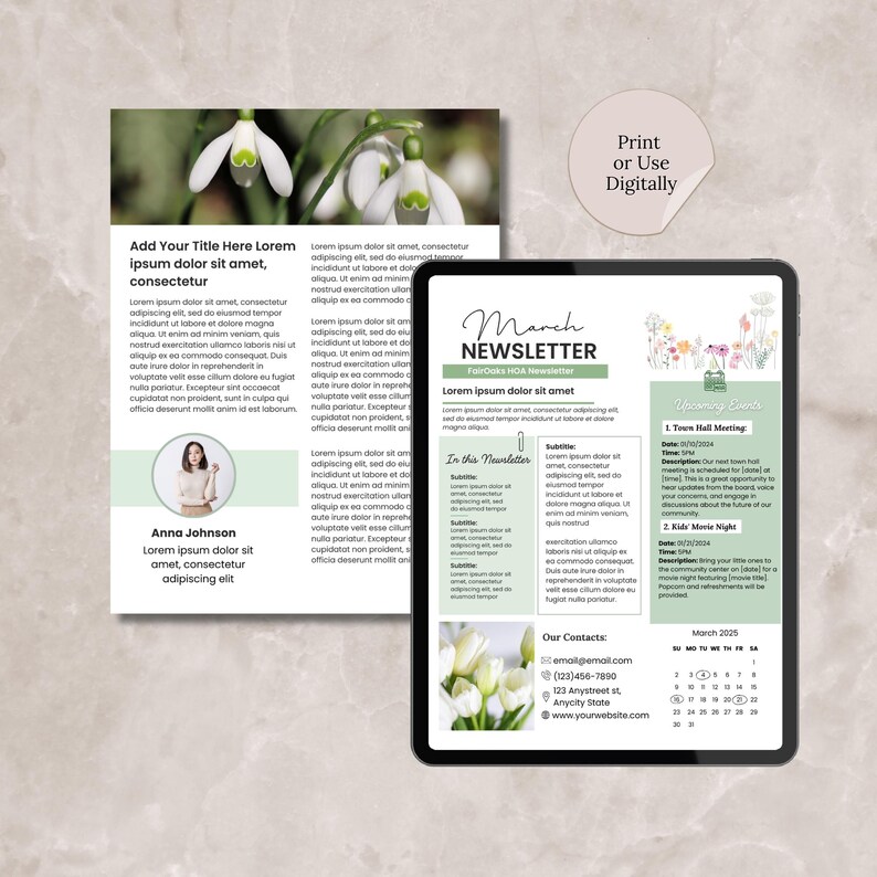 March Newsletter 2026 Canva Template Editable March HOA Newsletter ...