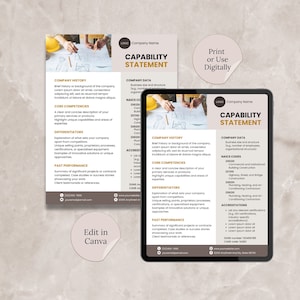Capability Statement Canva Template Editable Capability Statement Document Government ...