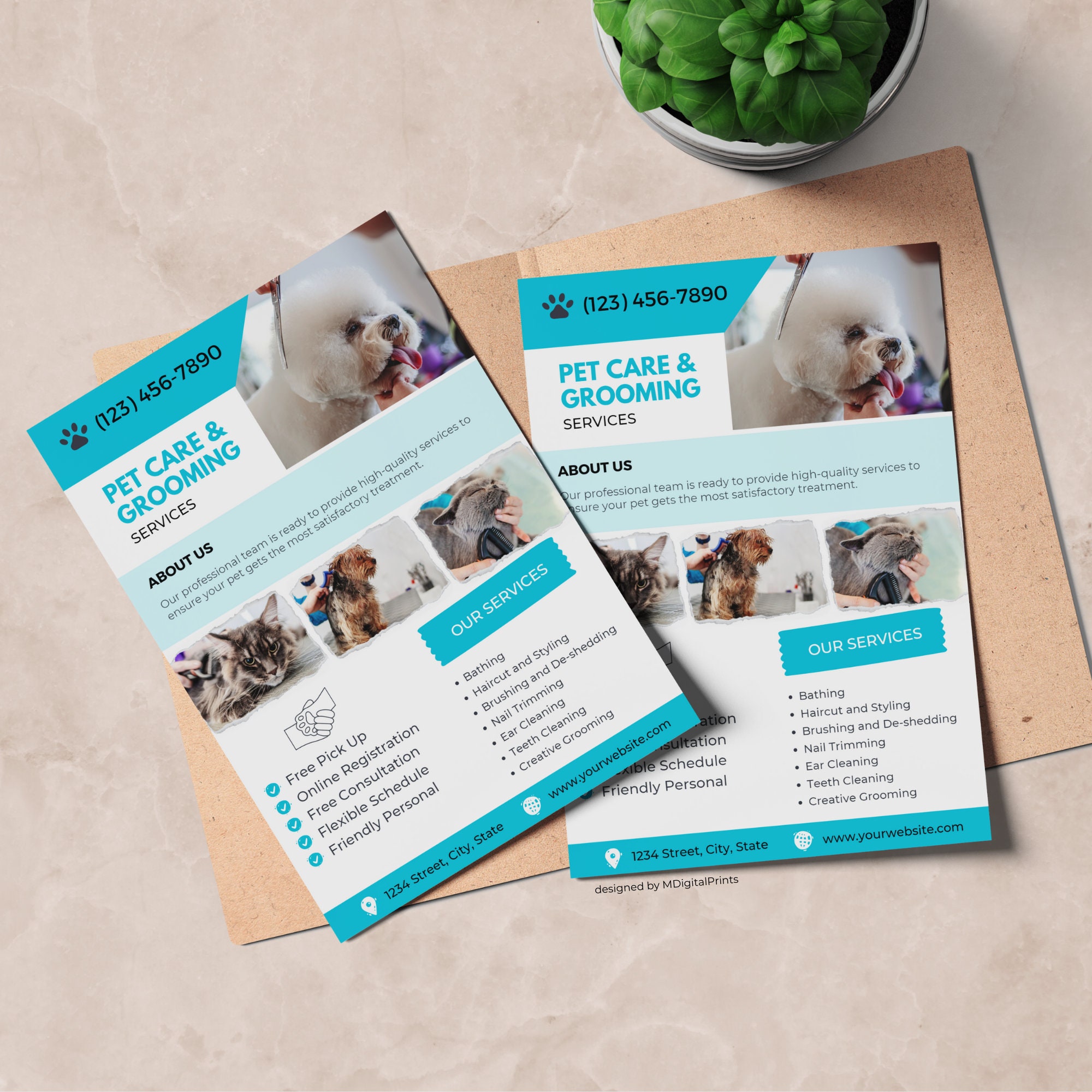 Pet Grooming Services Flyer Canva Template, Pet Care Business Editable ...