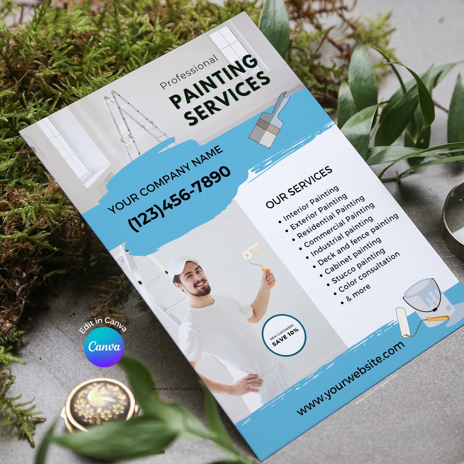 Painting Service Flyer Canva Template, House Painter Flyer, Painting ...