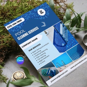 Pool Services Flyer Canva Template, Swimming Pool Cleaning Business ...