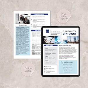 Capability Statement Canva Template Editable Capability Statement Document Government ...