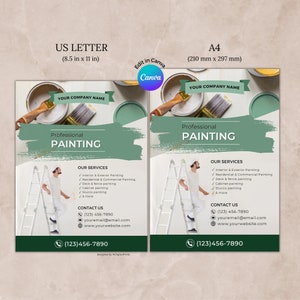 Painting Business Flyer Canva Template, Painting Company Editable Flyer ...