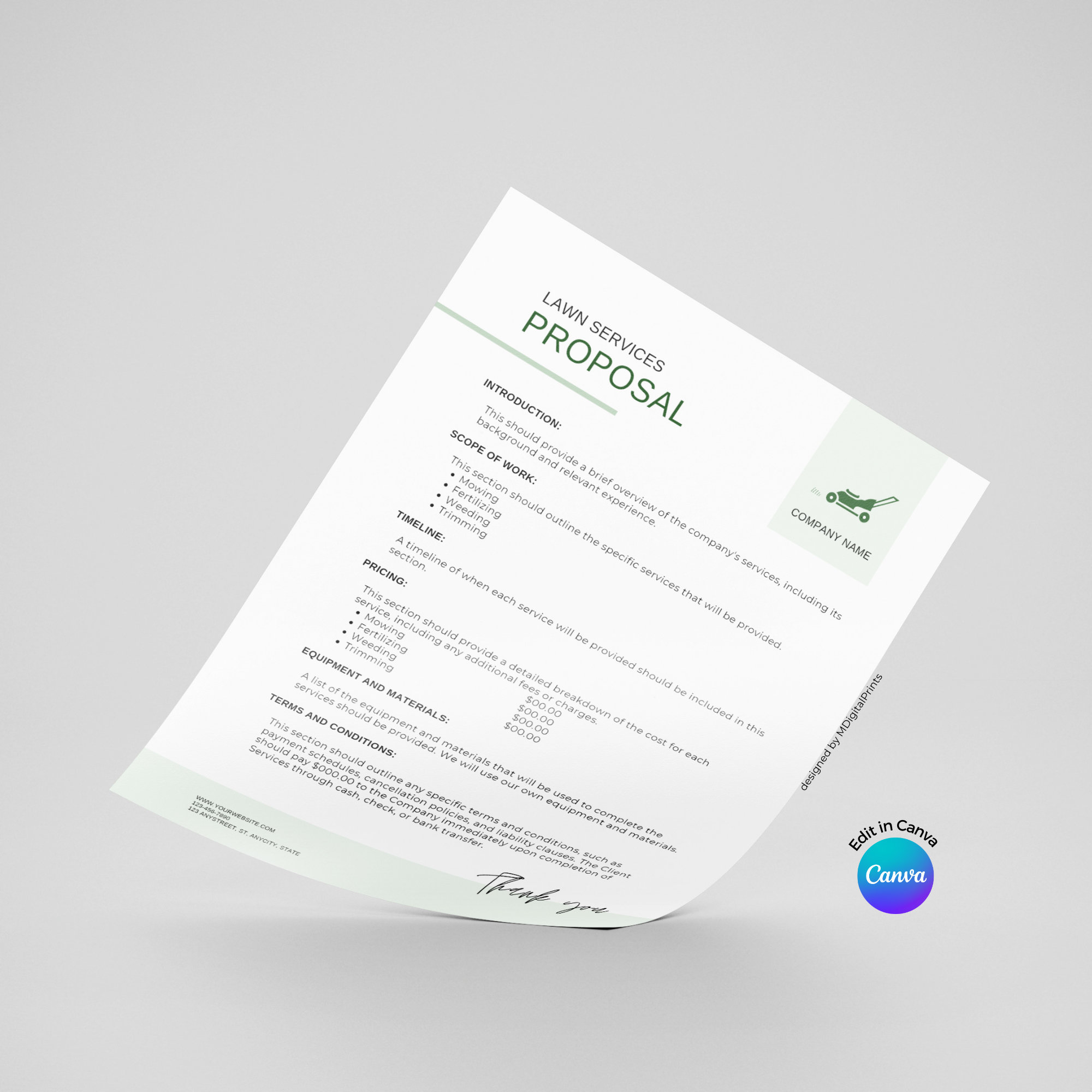 Lawn Services Proposal Document Template, Lawn Business Professional ...