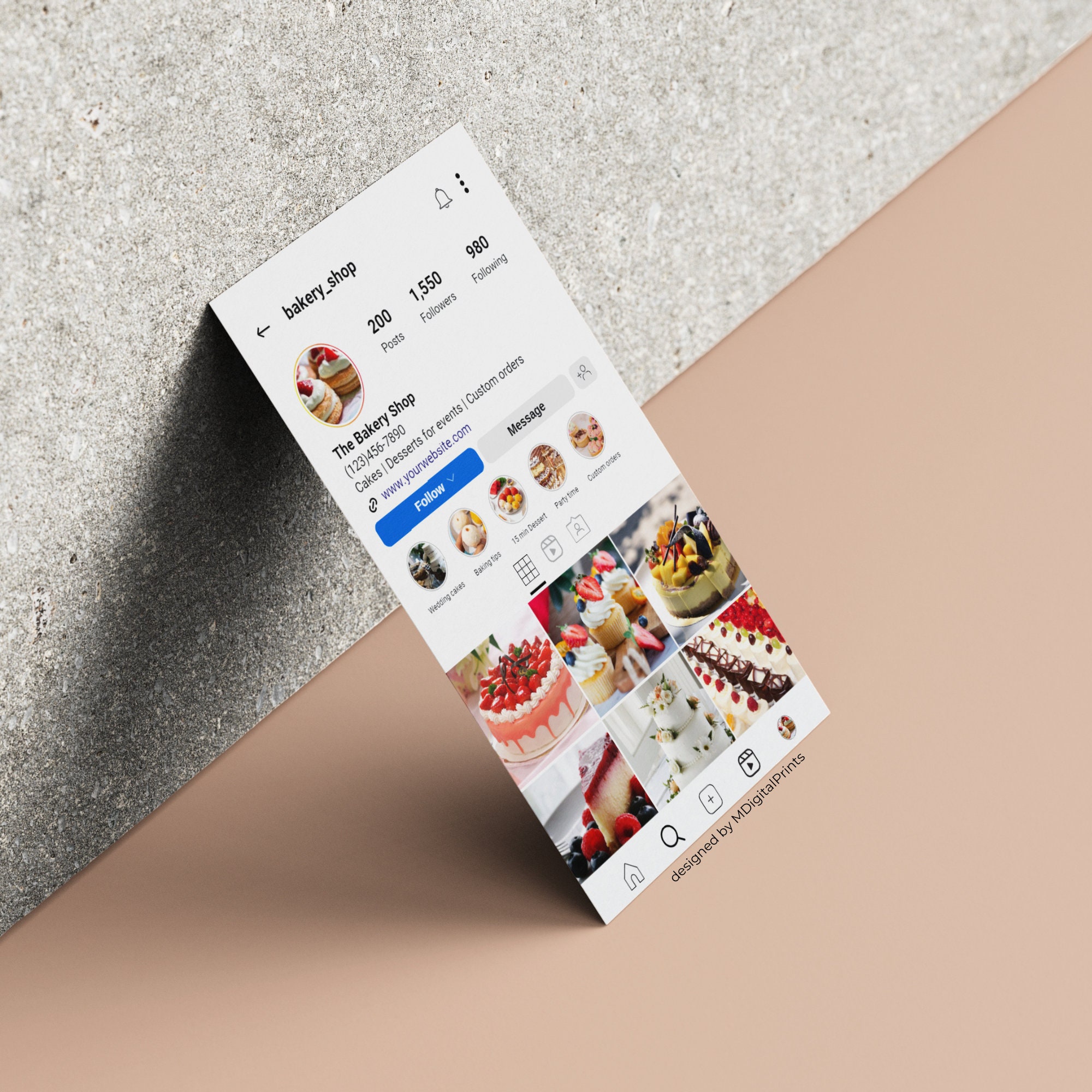 Instagram UI Business Card Canva Template, Baking Editable IG Business ...
