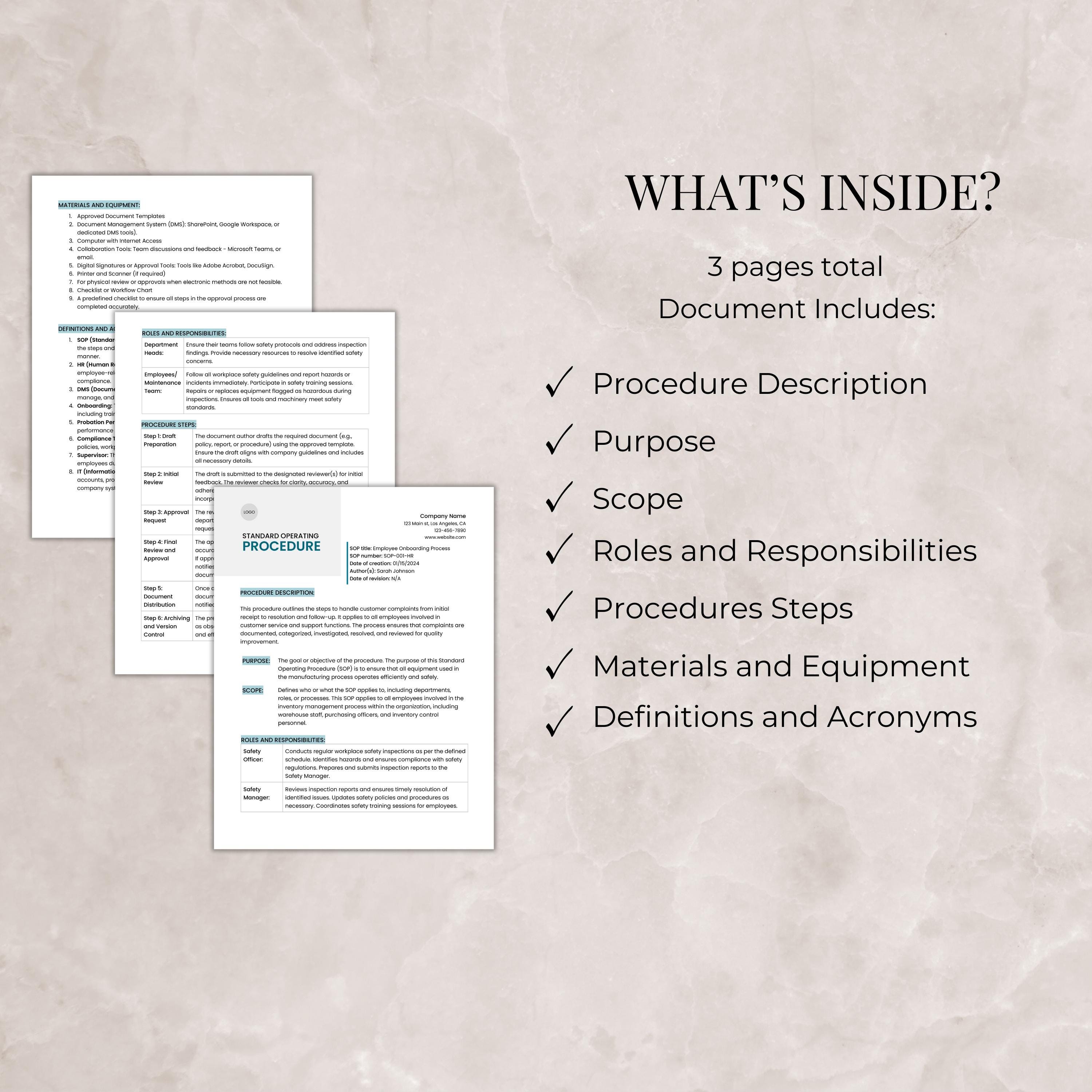 Standard Operating Procedure Template Docs, Editable SOP Document ...