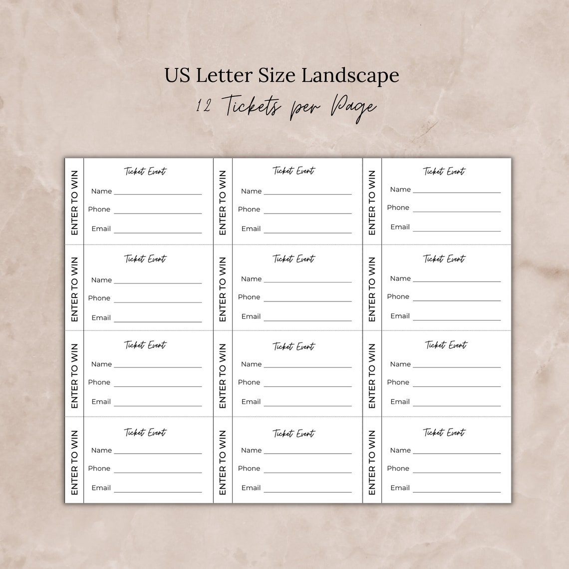 Editable Raffle Tickets Canva Template, Enter to Win Tickets ...