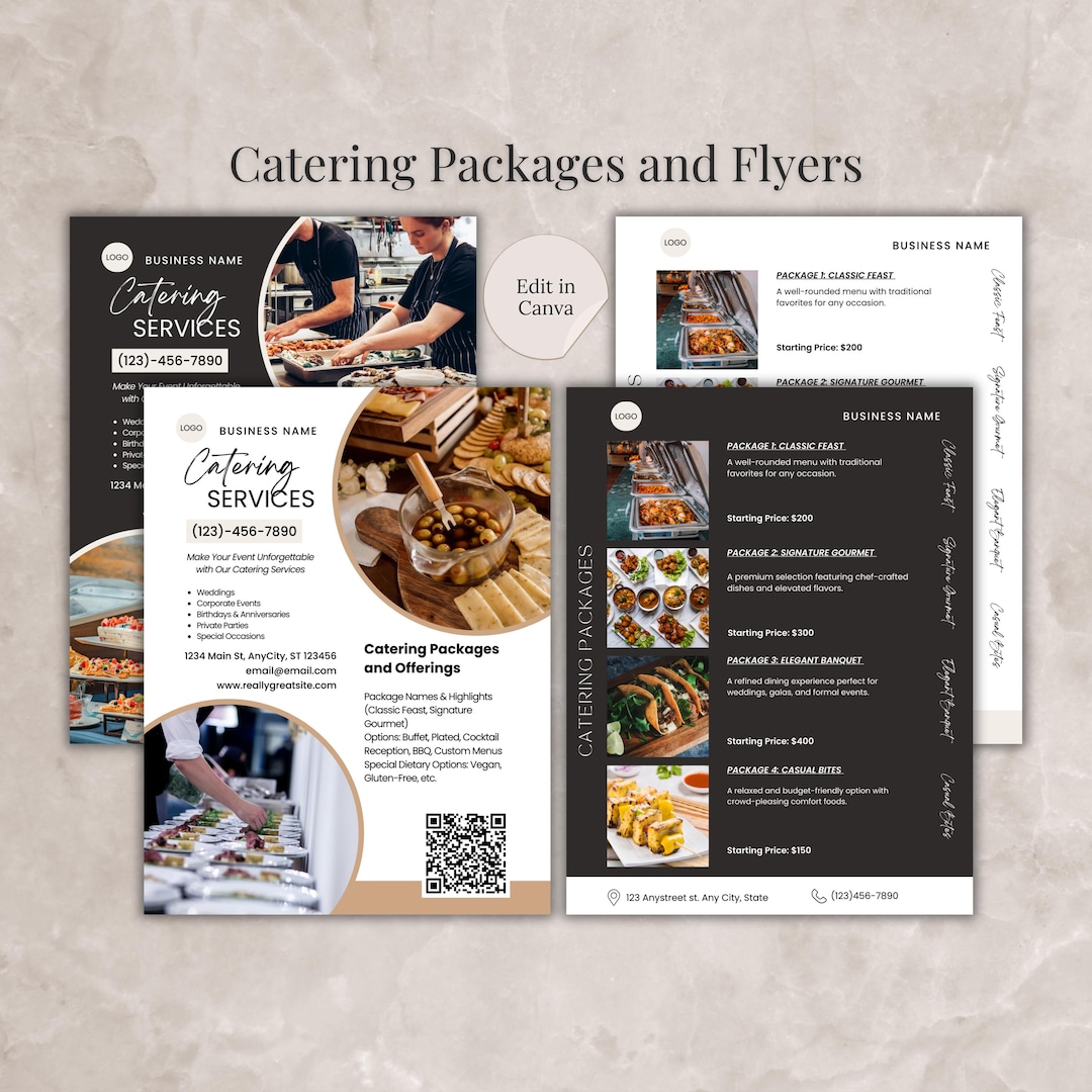 Catering Flyers Price Packages Template Canva, Editable Catering ...