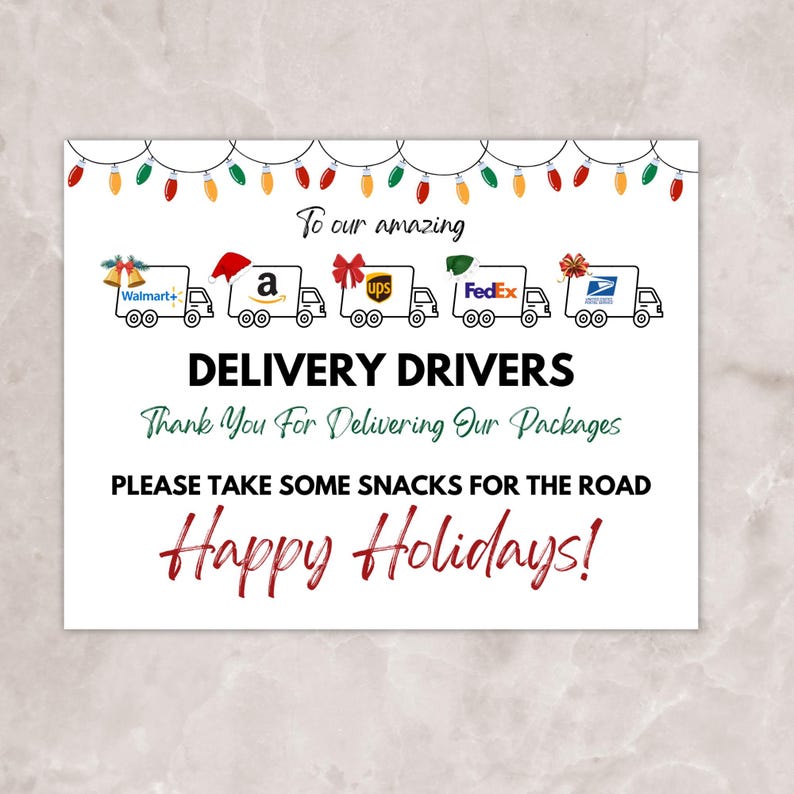 Delivery Driver Snack Sign Printable, Delivery Driver Thank You Sign ...