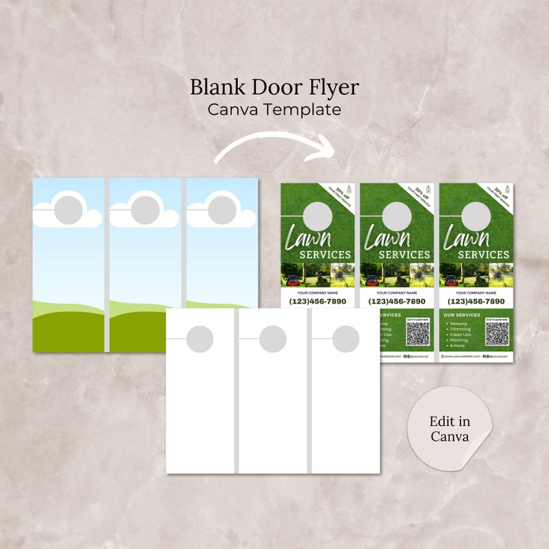 Blank Door Hanger Template Canva, Editable Door Handle Hanger Mockup ...