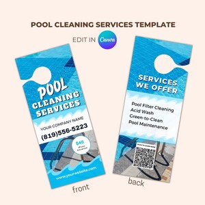 Professional Pool Cleaning Service Flyer,editable Canva Template Door ...