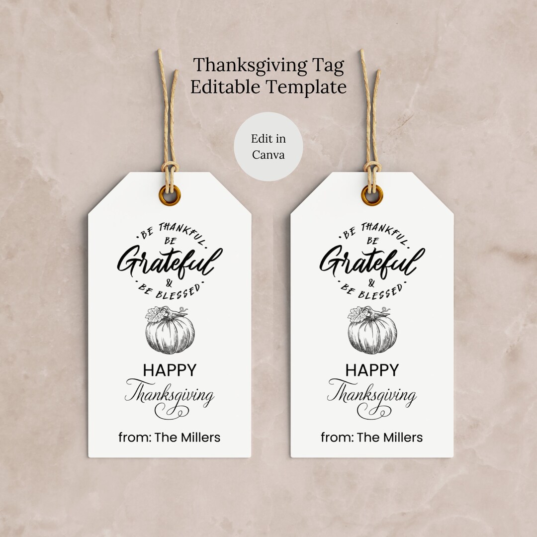 Editable Thanksgiving Treat Tags Canva Template Printable - Etsy