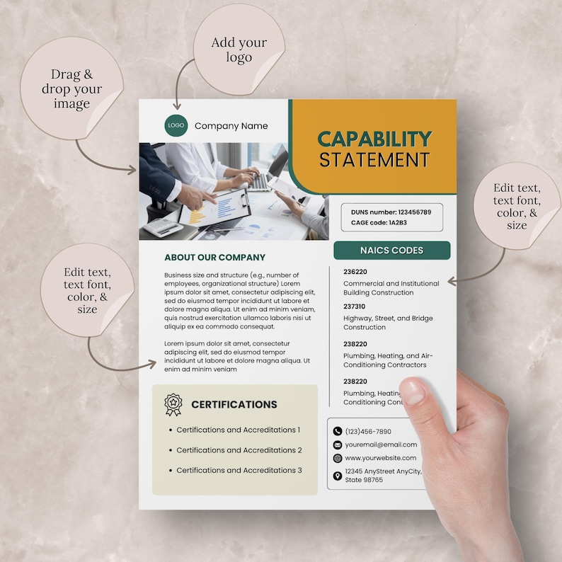 Capability Statement Canva Template Editable Capability Statement ...