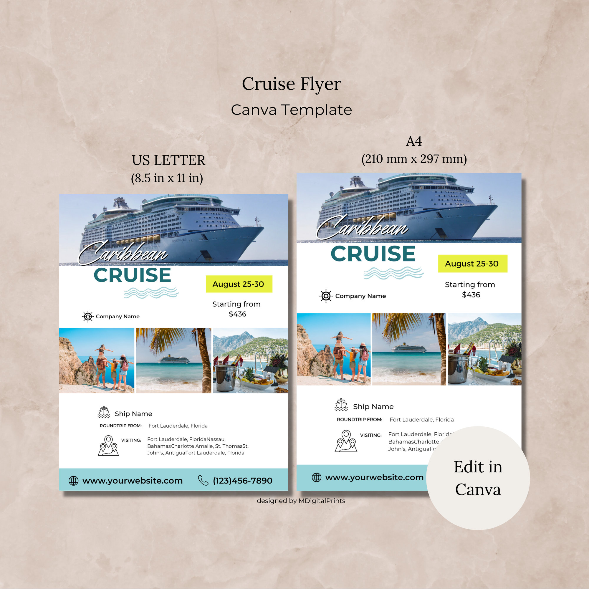 Cruise Flyer Canva Template, Cruise Trip Offer Editable Flyer Template ...