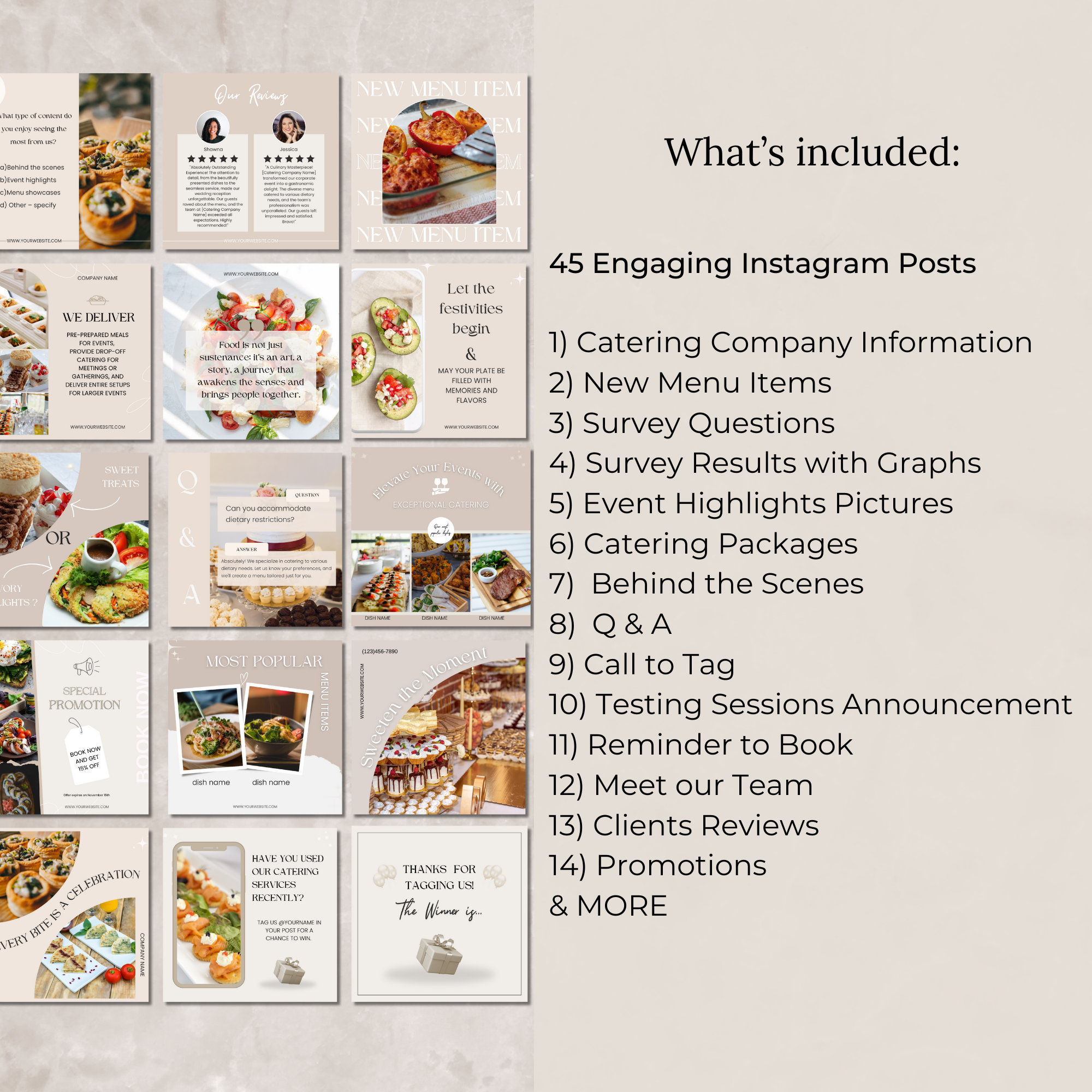 Catering Instagram Posts Canva Template, Editable Wedding Catering ...