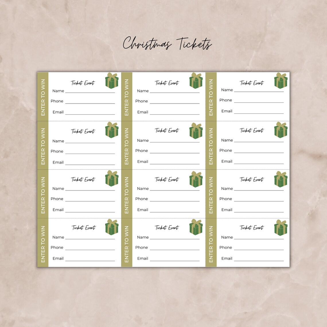 Editable Raffle Tickets Canva Template, Enter to Win Tickets ...