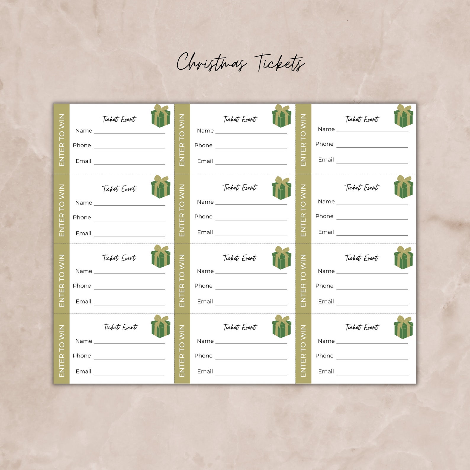 Plantilla Canva de boletos de rifa editables, ingrese para ganar ...