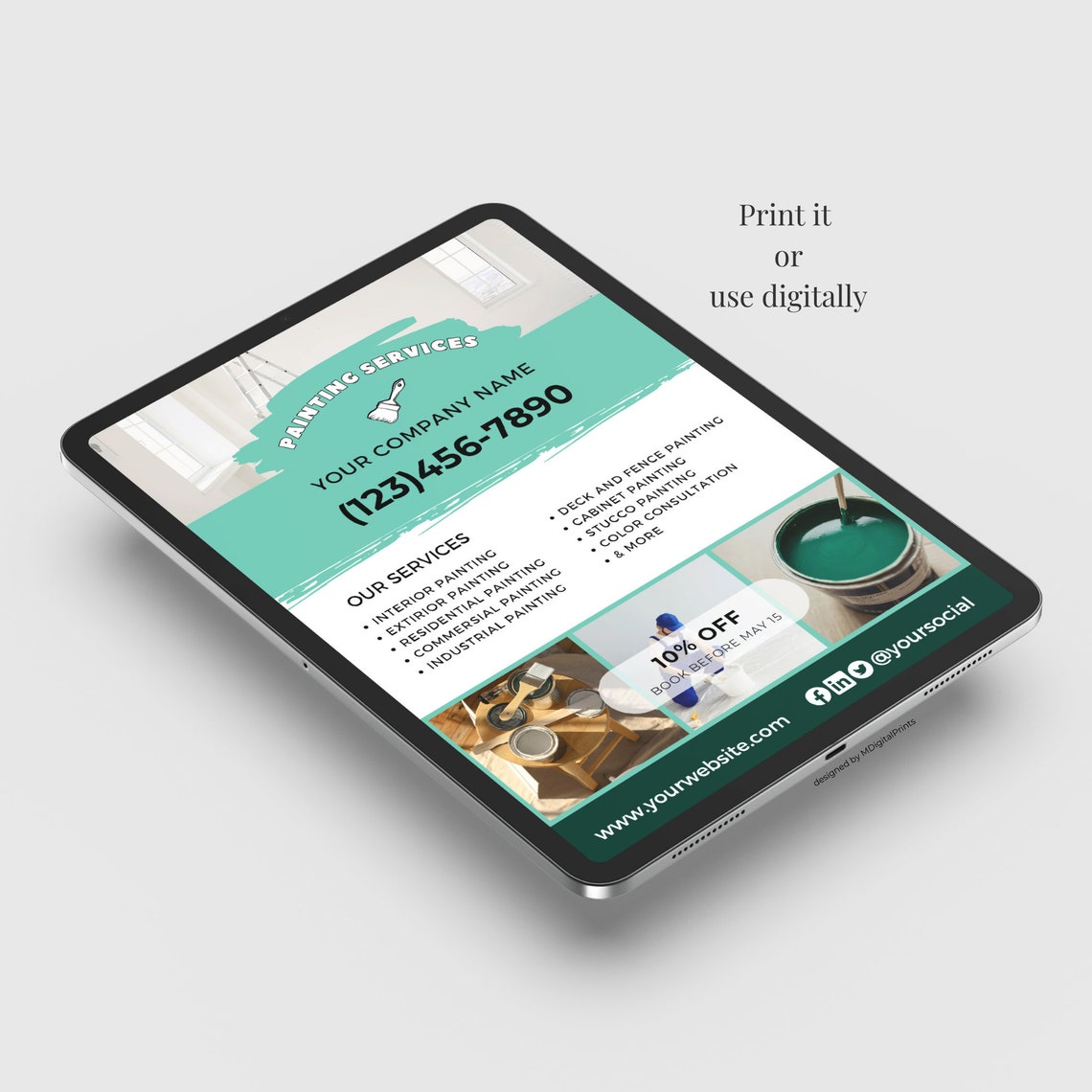 Painter Businsess Flyer Canva Template, Painting Services Flyer ...