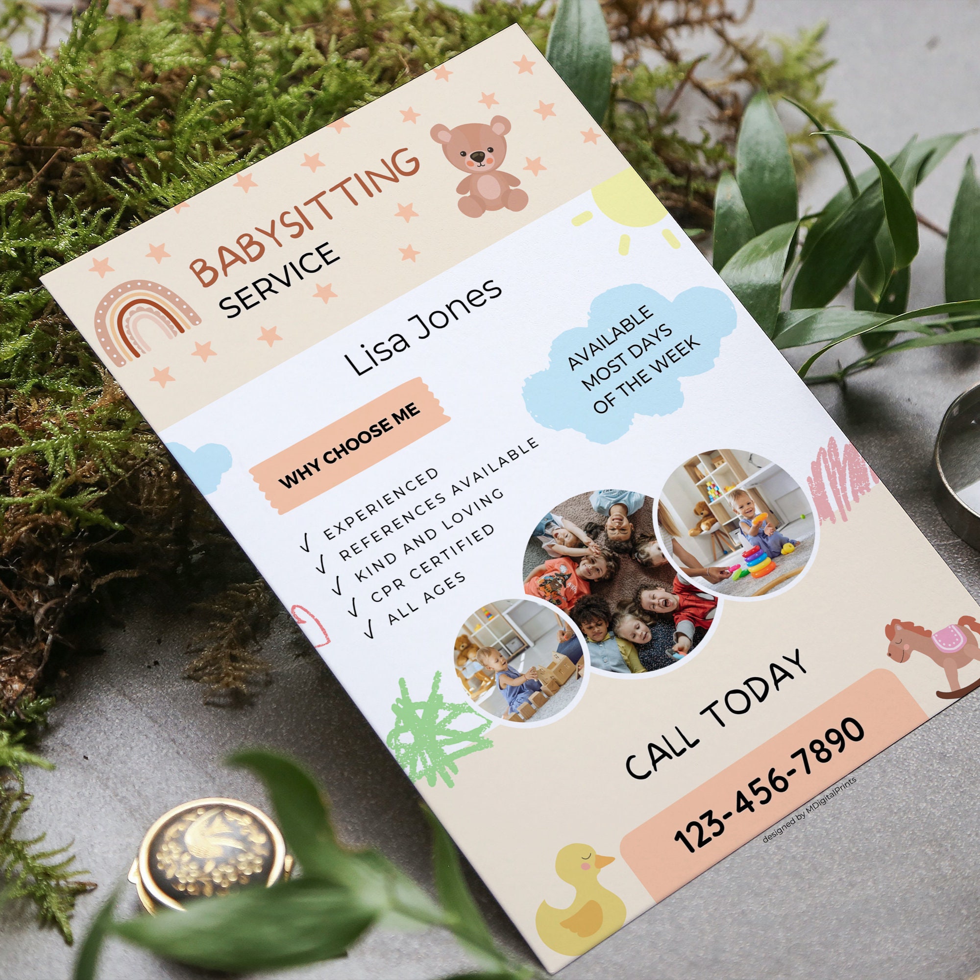 Babysitting Service Flyer Canva Template, Babysitter Editable Flyer ...