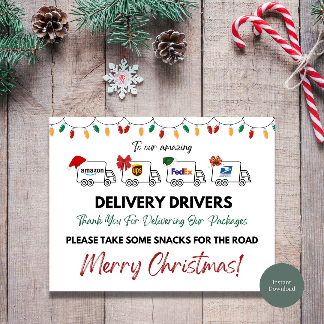 Delivery Driver Snack Sign Printable, Delivery Driver Thank You Sign ...