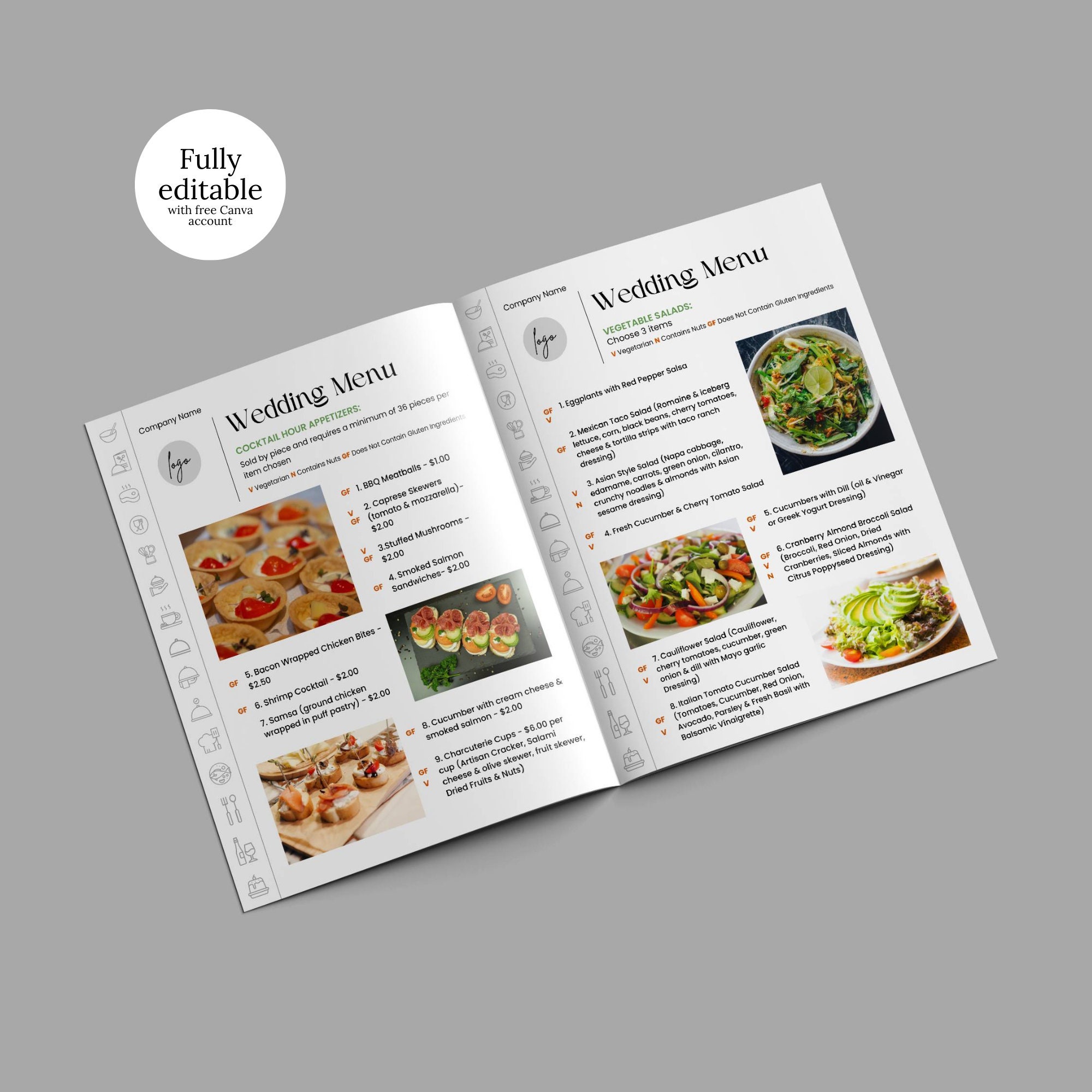 Catering Menu Price Guide Template Canva. Wedding Catering Price Book ...
