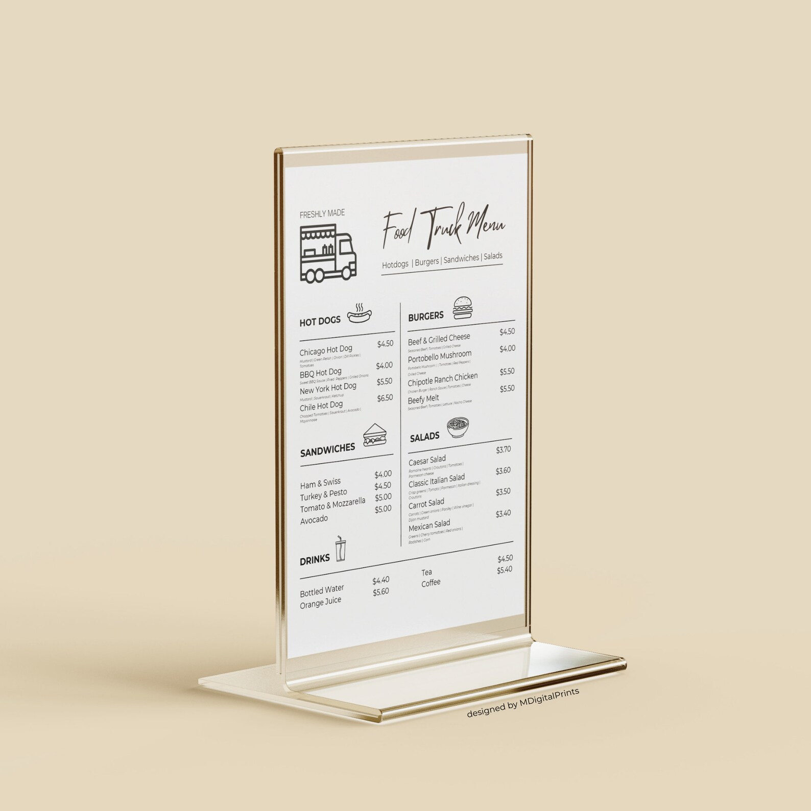 Food Truck Menu Canva Template, Editable Fast Food Menu, Minimalist ...