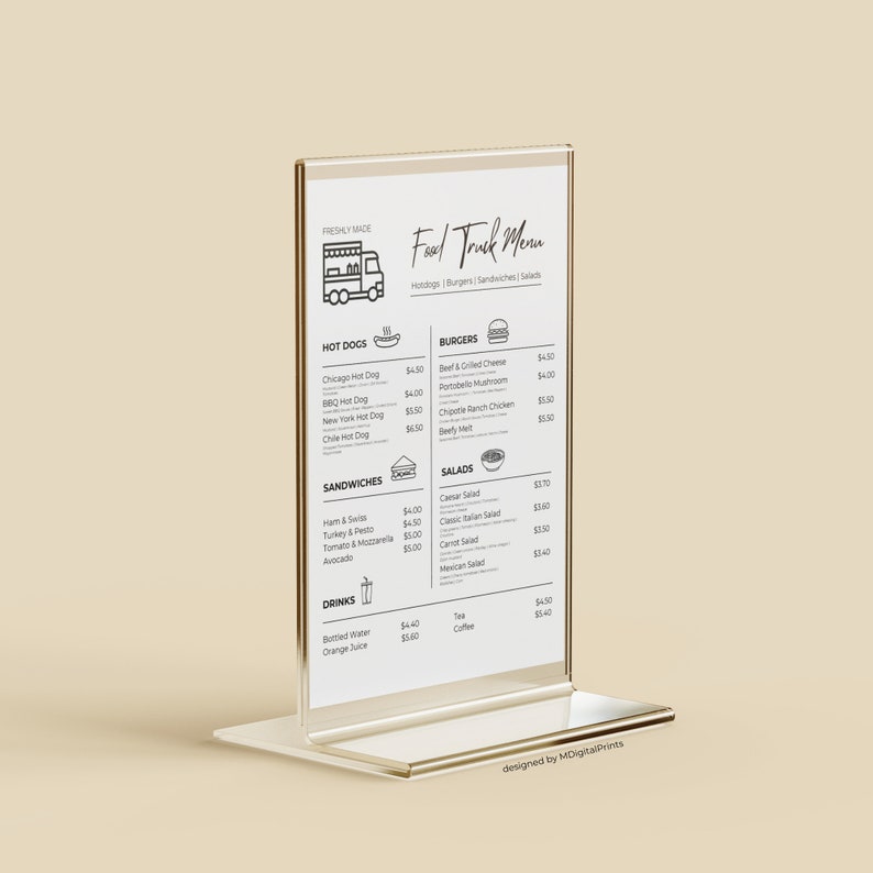 Food Truck Menu Canva Template, Editable Fast Food Menu, Minimalist ...