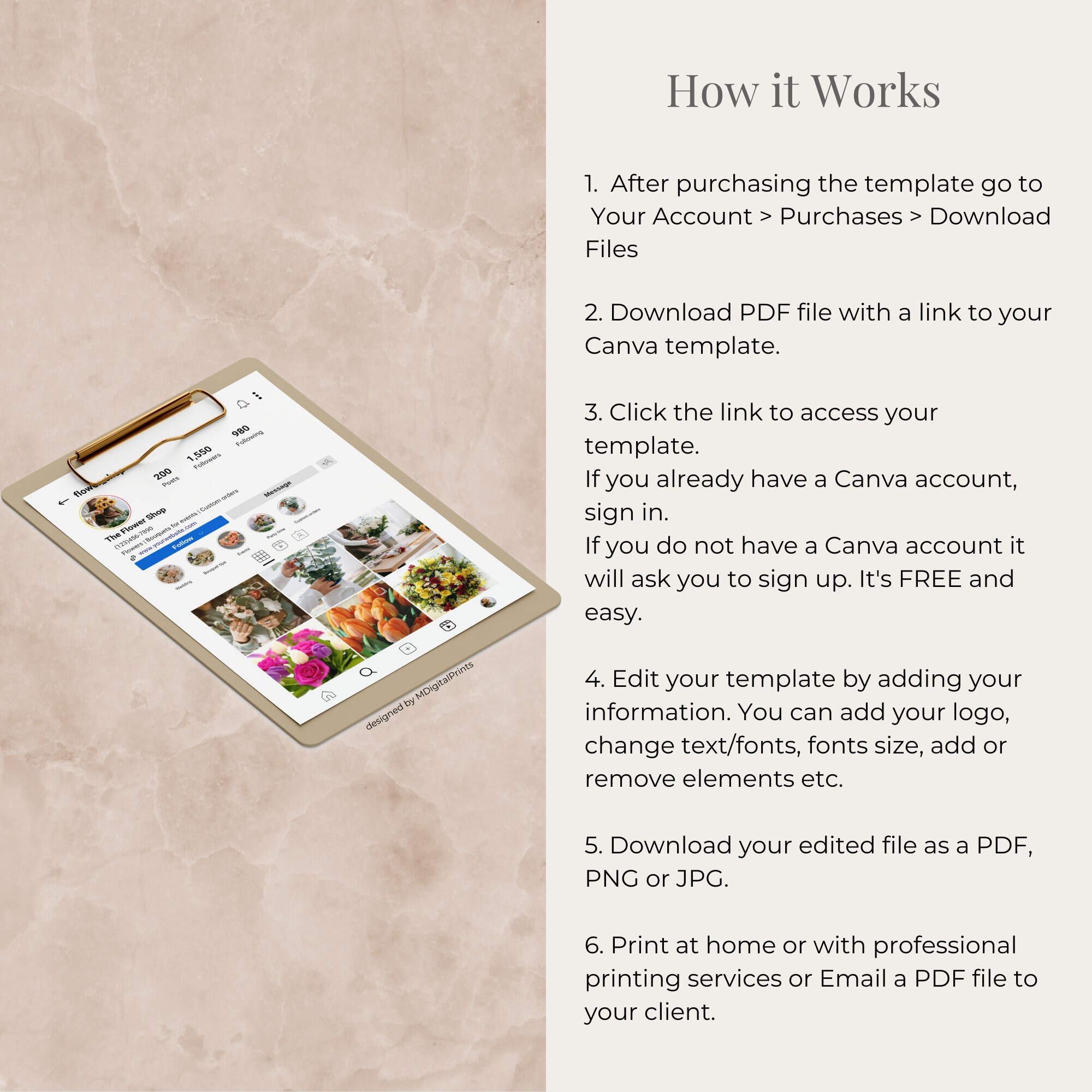 Florist Flyer Instagram Canva Template, Flower Shop IG Editable Flyer ...