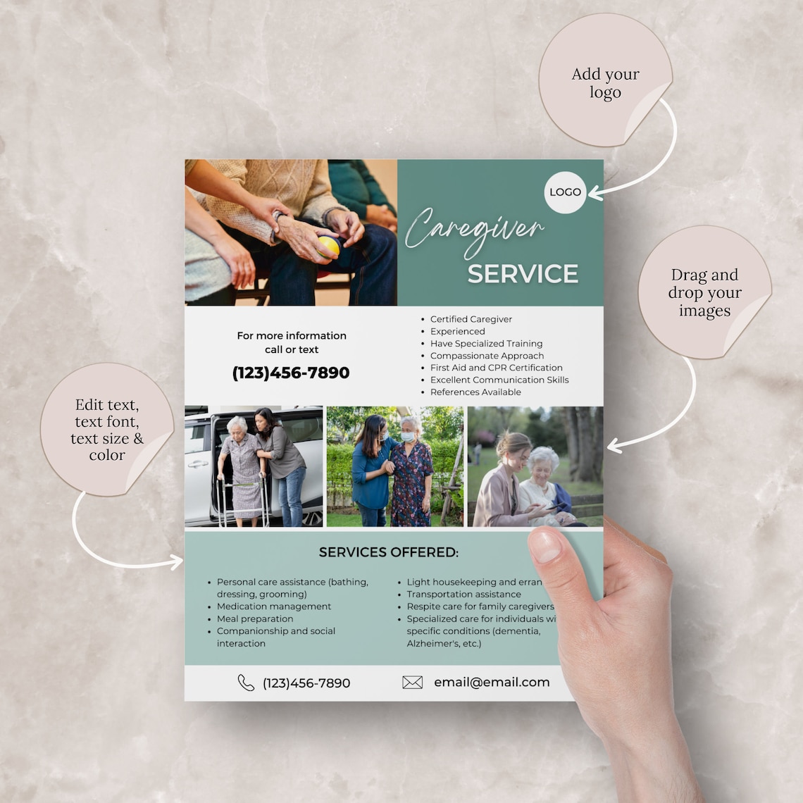 Caregiver Service Flyer Canva Template, Elderly Care Template, Home ...