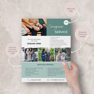 Caregiver Service Flyer Canva Template, Elderly Care Template, Home ...